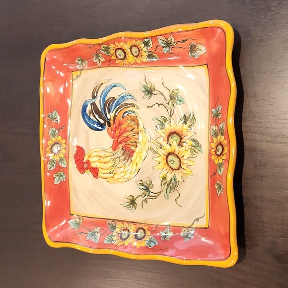 Maxcera | Dining | Maxcera Corp Red Rooster Square Dinner Serving Plate ...